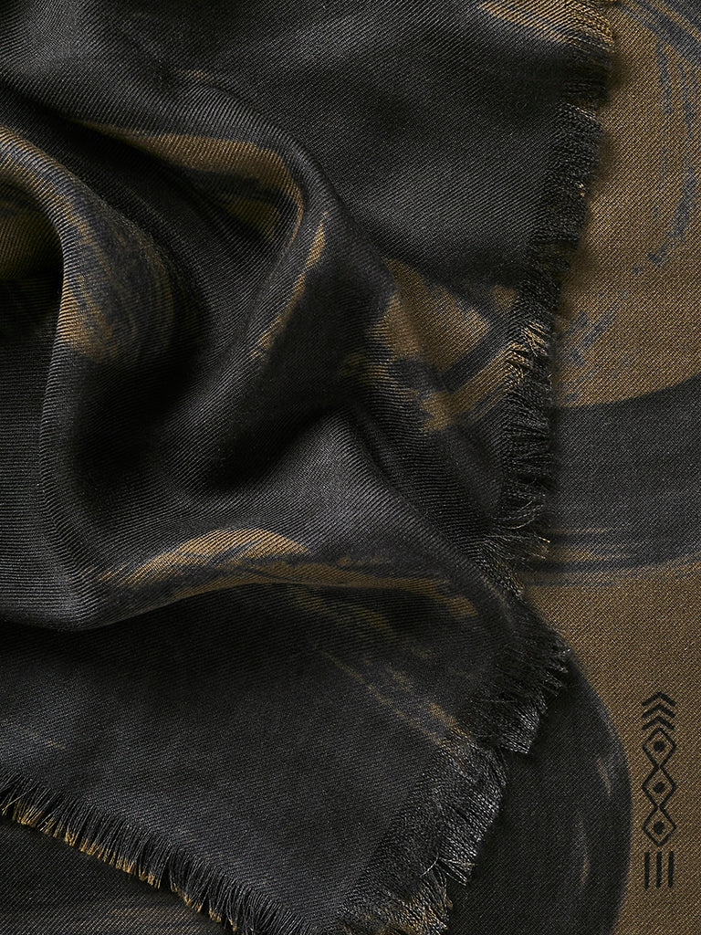 Calligraphy Cashmere Scarf - Ink - de Le Cuona Life